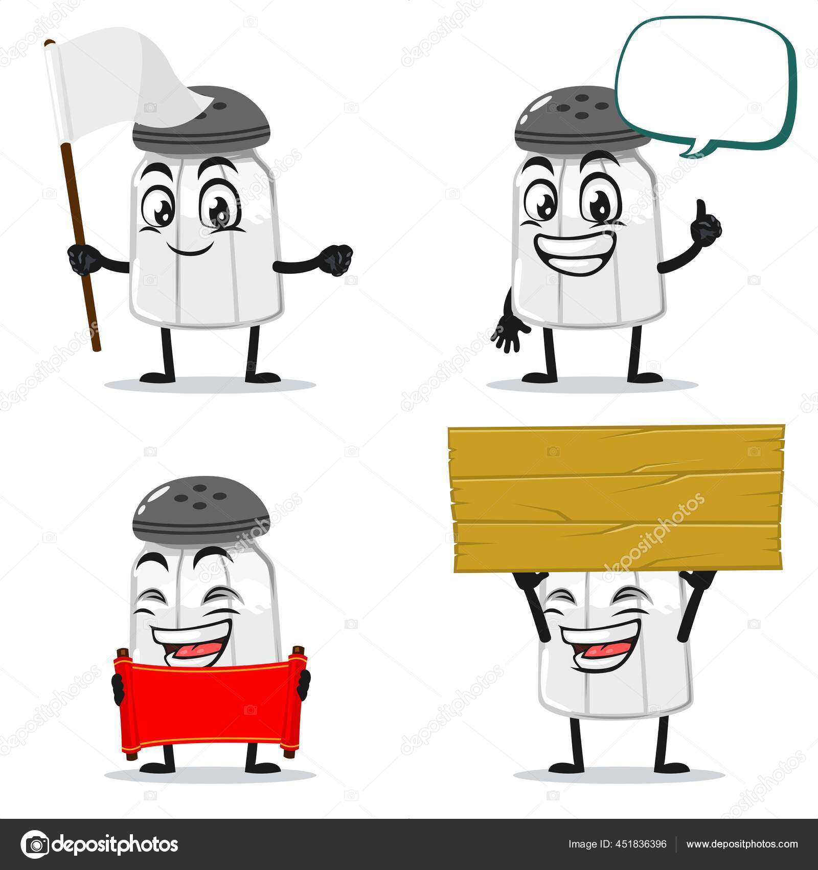 Ilustración Vectorial Mascota Salero Conjunto Colección Personajes Con ...