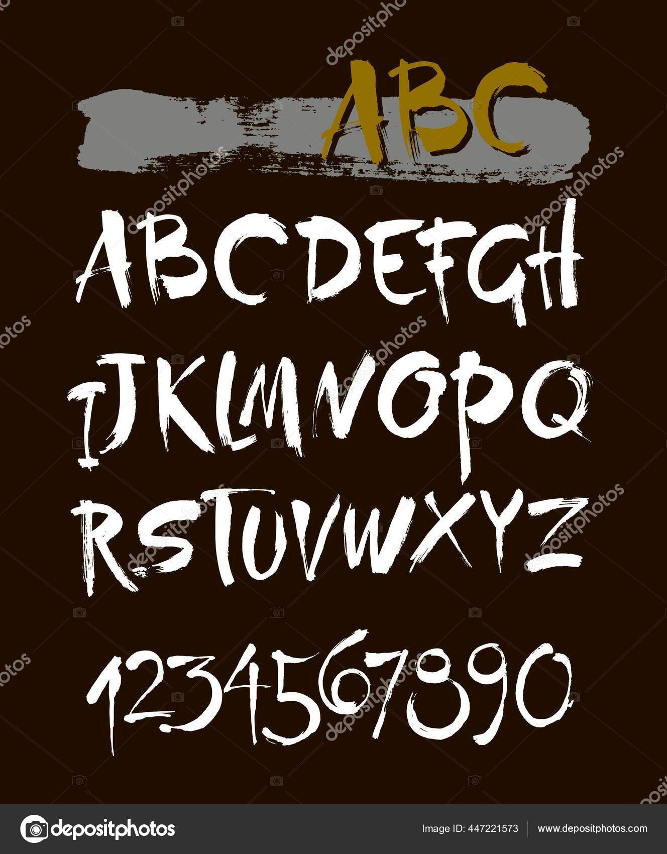 Vector Acrylic Brush Style Hand Drawn Alphabet Font. Calligraphy ...