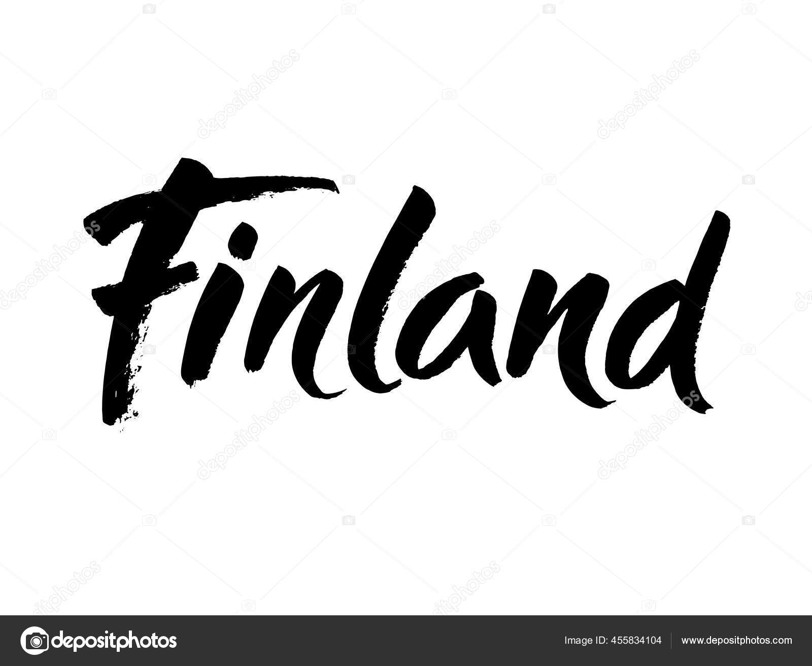 Handwritten Word Finland Hand Drawn Lettering Calligraphic Element Your ...