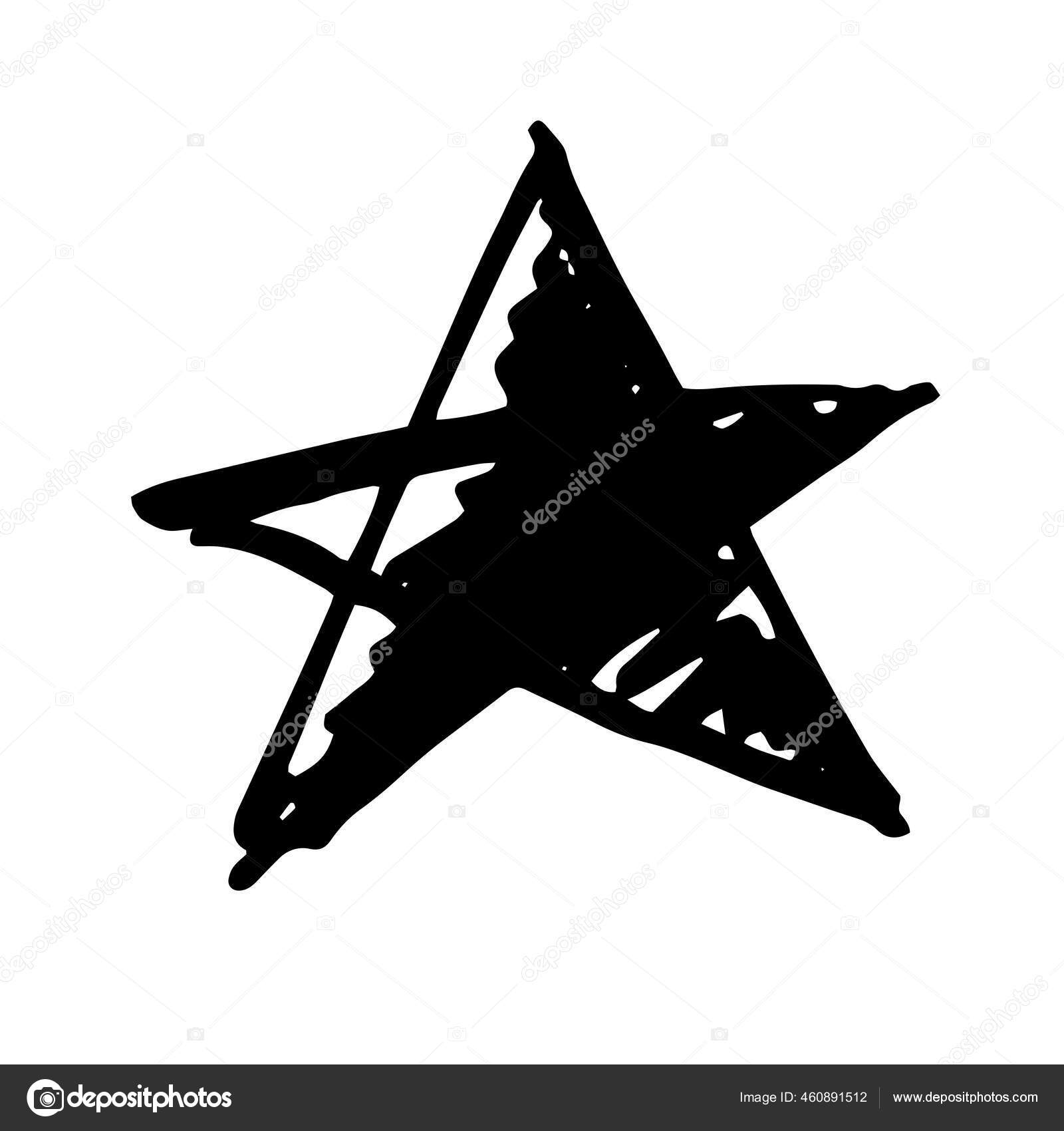Star Hand Drawn Paint Object Design Use Abstract Brush Drawing Stock ...