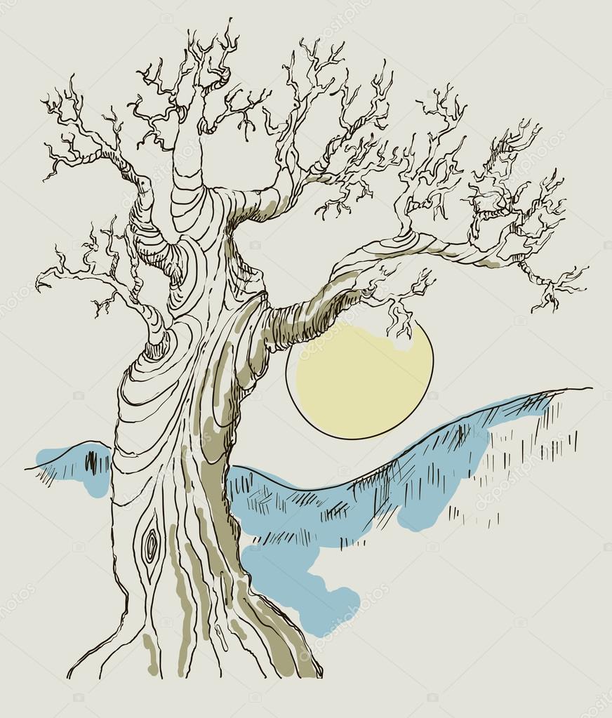 Hand drawn tree symbol isolated vector illustration — Stock Vector ...