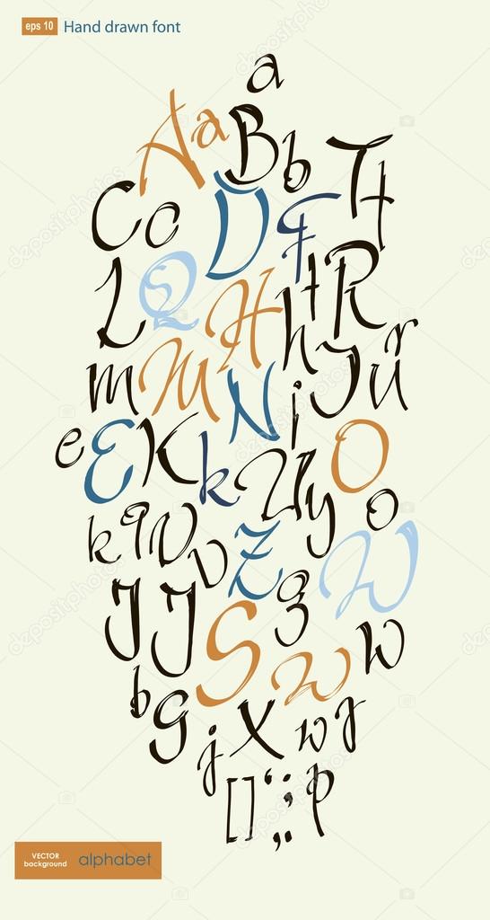 Letras manuscritas del alfabeto vector. ABC para su diseño. 2022