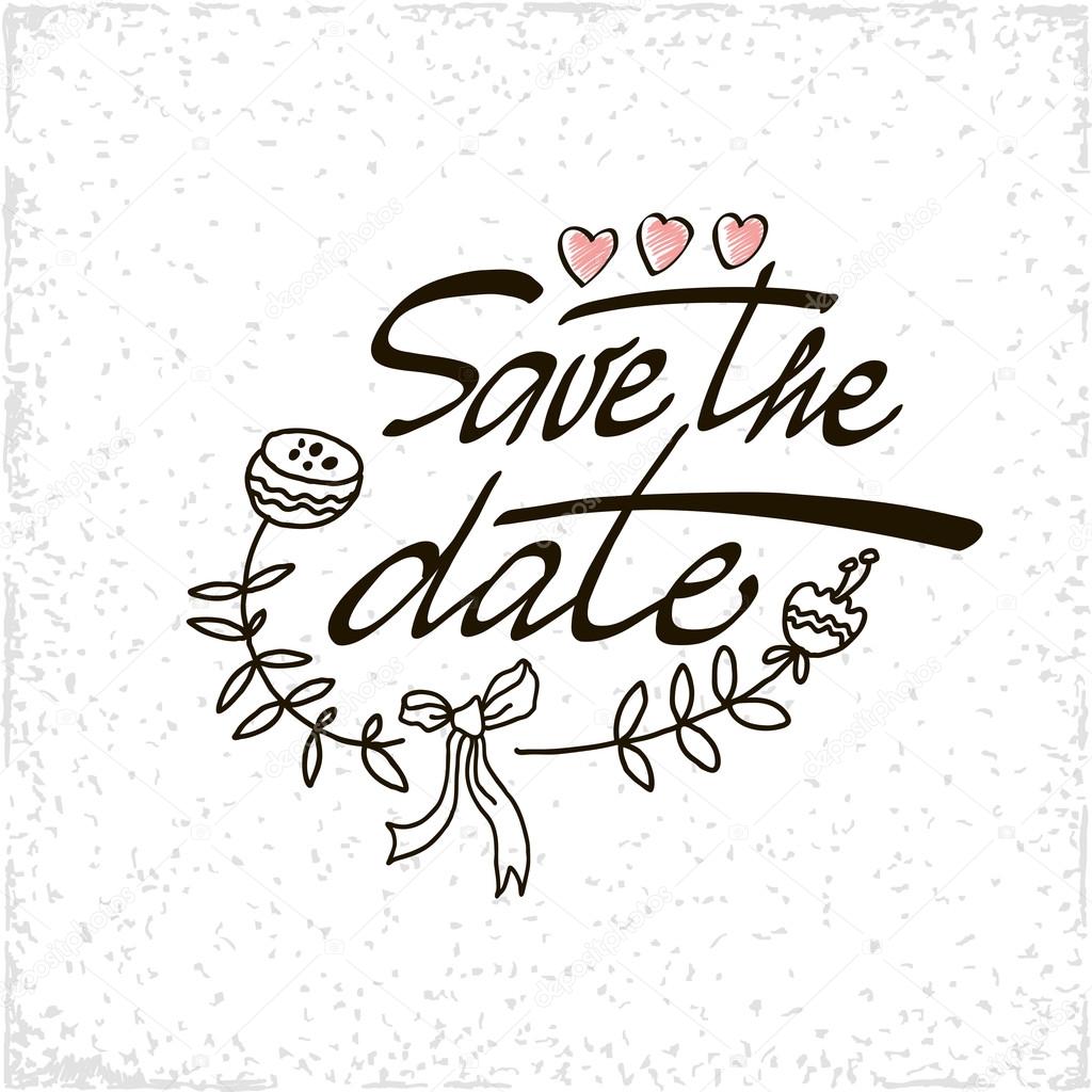 Save the date hand lettering vector handmade calligraphy. Stock Vector by ©FarbaKolerova 89868784