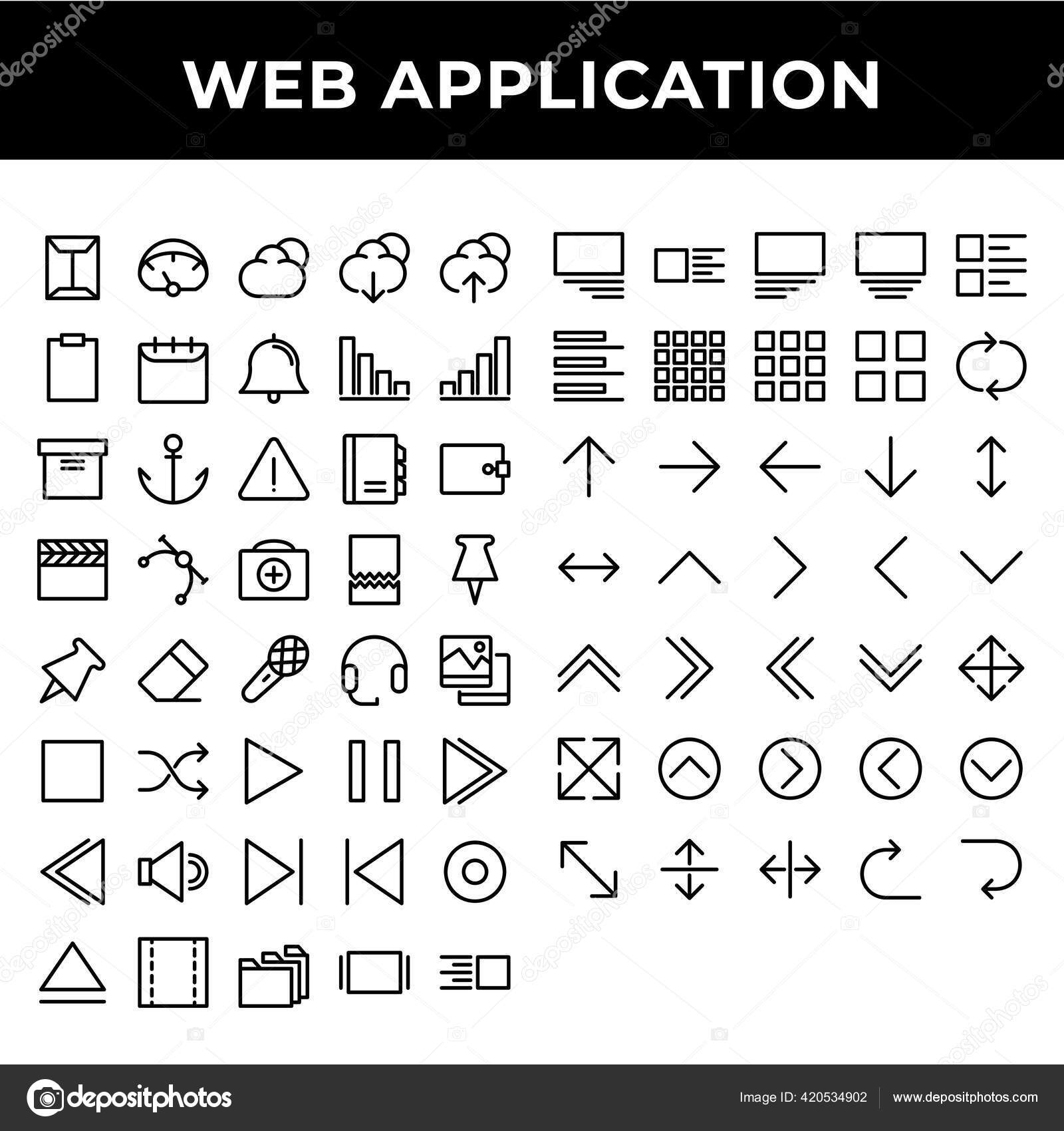 Web Application Icon Set Include Envelope Dashboard Cloud Download ...