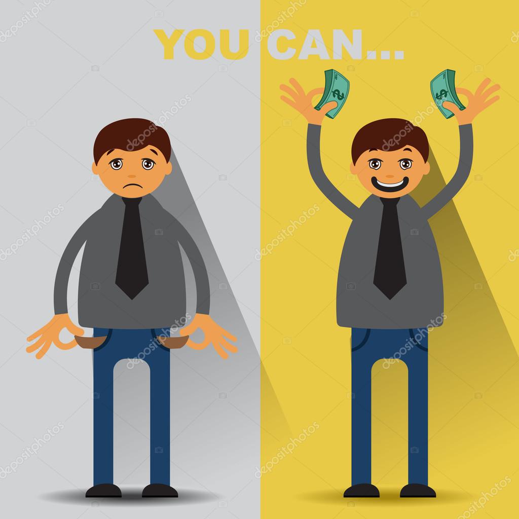 Joyful man rich, the poor man sad Stock Vector Image by ©jenyagri ...