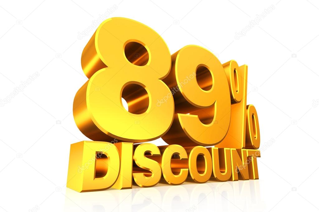 3D render gold text 89 percent discount. Stock Photo by ©yodiyim 117474184