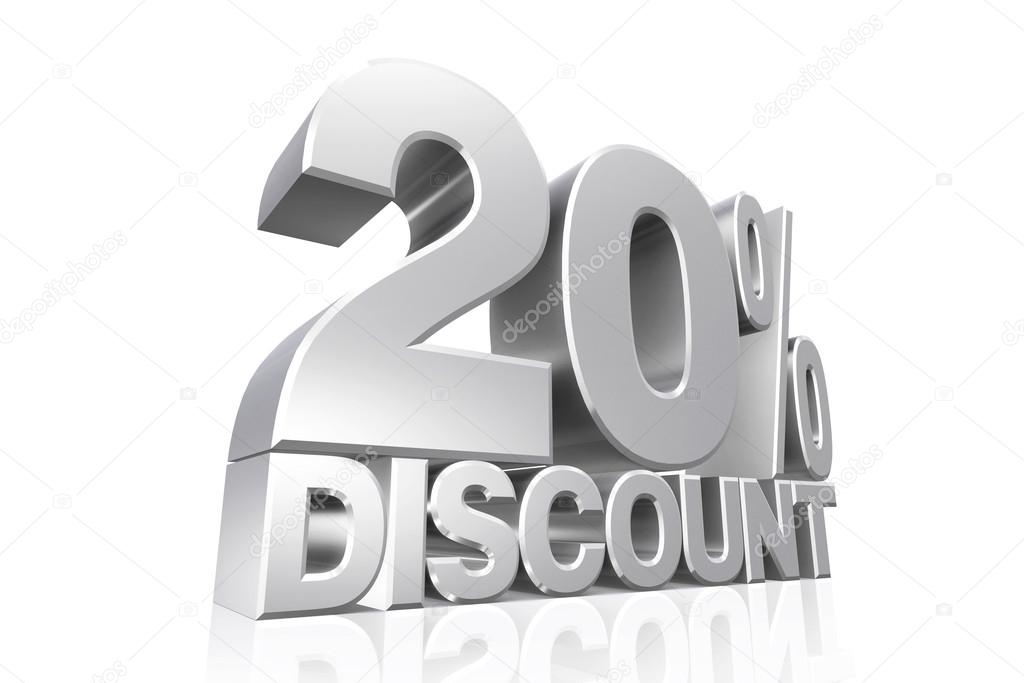 3D render silver text 20 percent discount. — Stock Photo © yodiyim ...