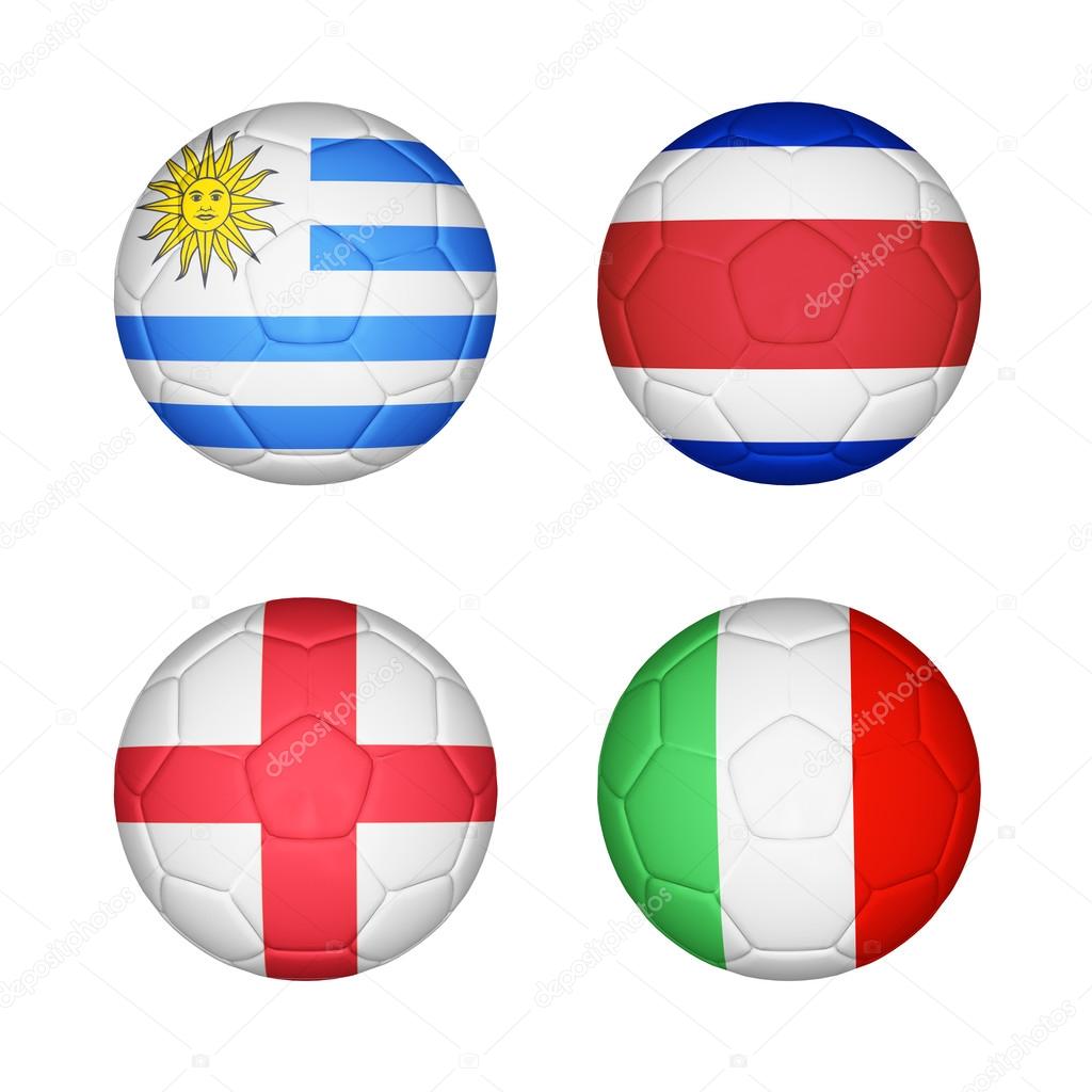 Set 4 of soccer balls mapping with country flags — Stock Photo ...