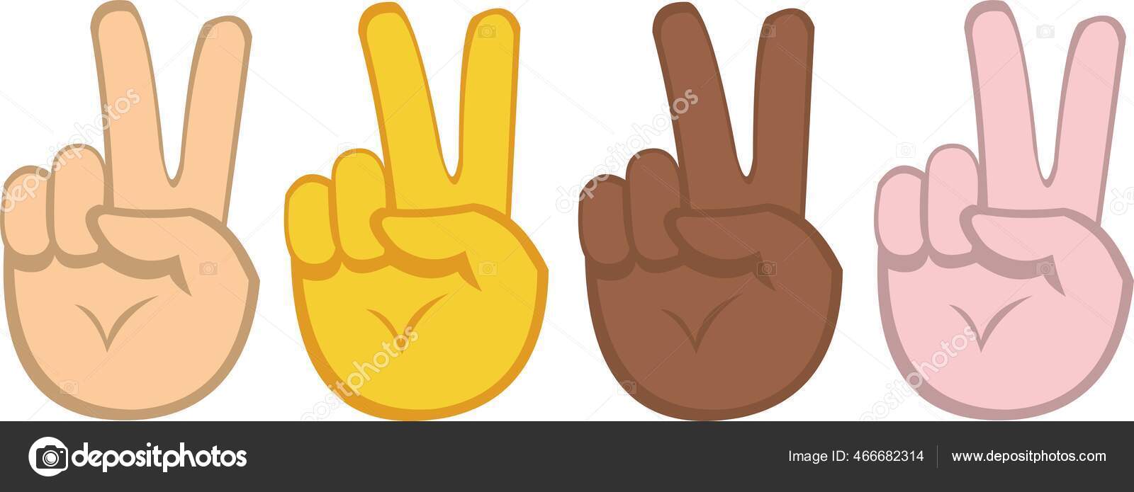 Vector Illustration Emoticons Hands Making Gesture Love Peace Stock ...