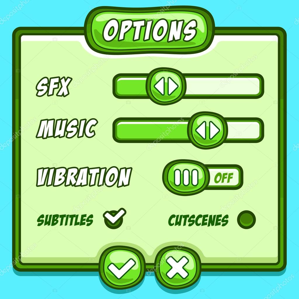 Option menu green style game buttons — Stock Vector © game_gfx #56268029
