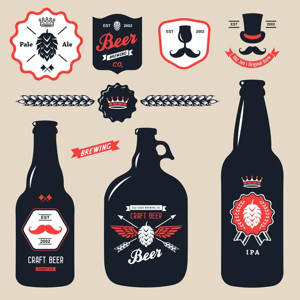 Set of vector craft beer emblems and design elements Stock Vector Image ...