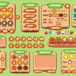 Graphical user Interface GUI for mobile game or app. Design, buttons ...