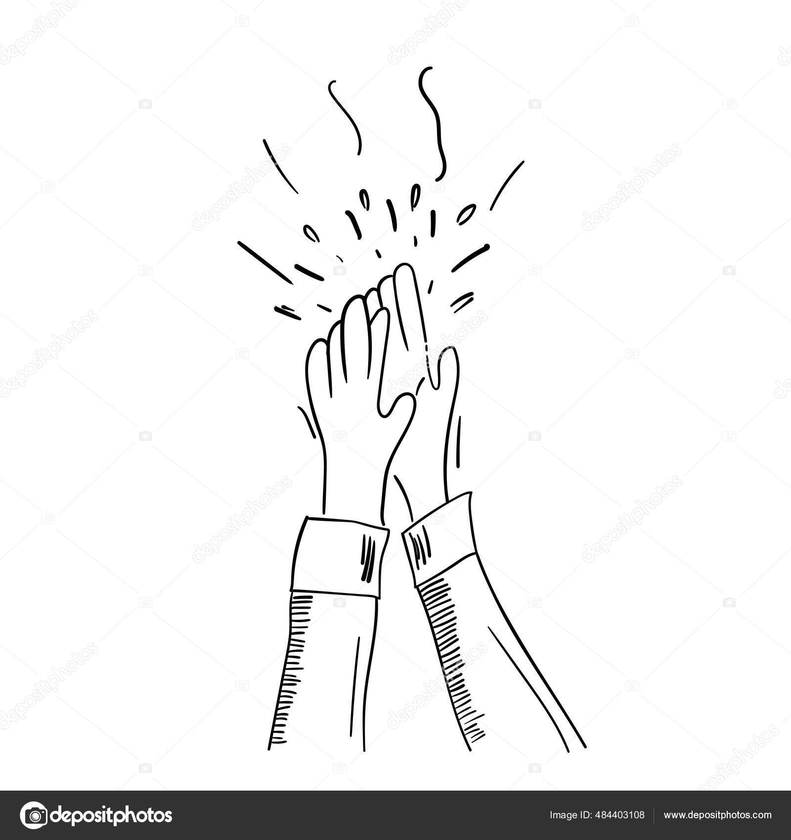 Hand Drawn Applause Hands Clapping Ovation Gesture Doodle Style Stock ...