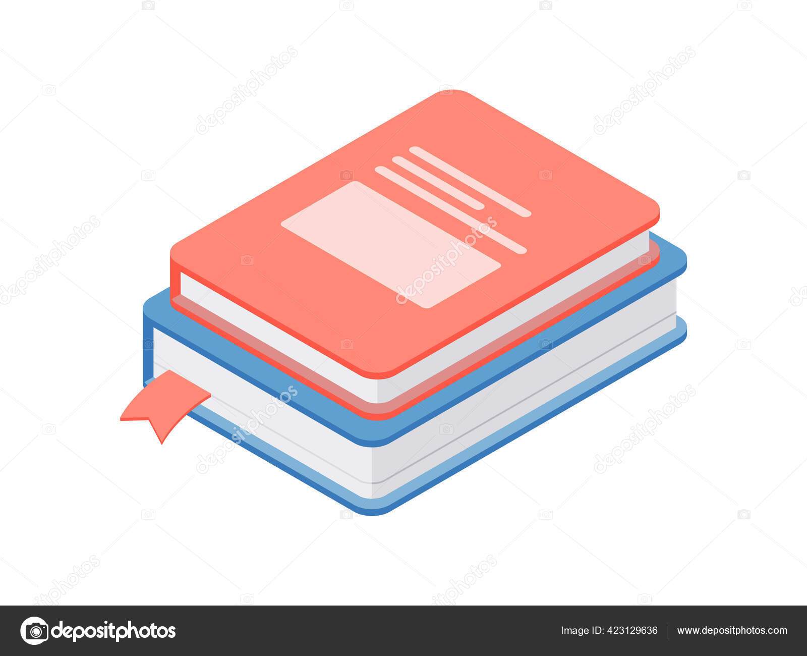 Cartoon design of stacked colorful books on white background Stock ...