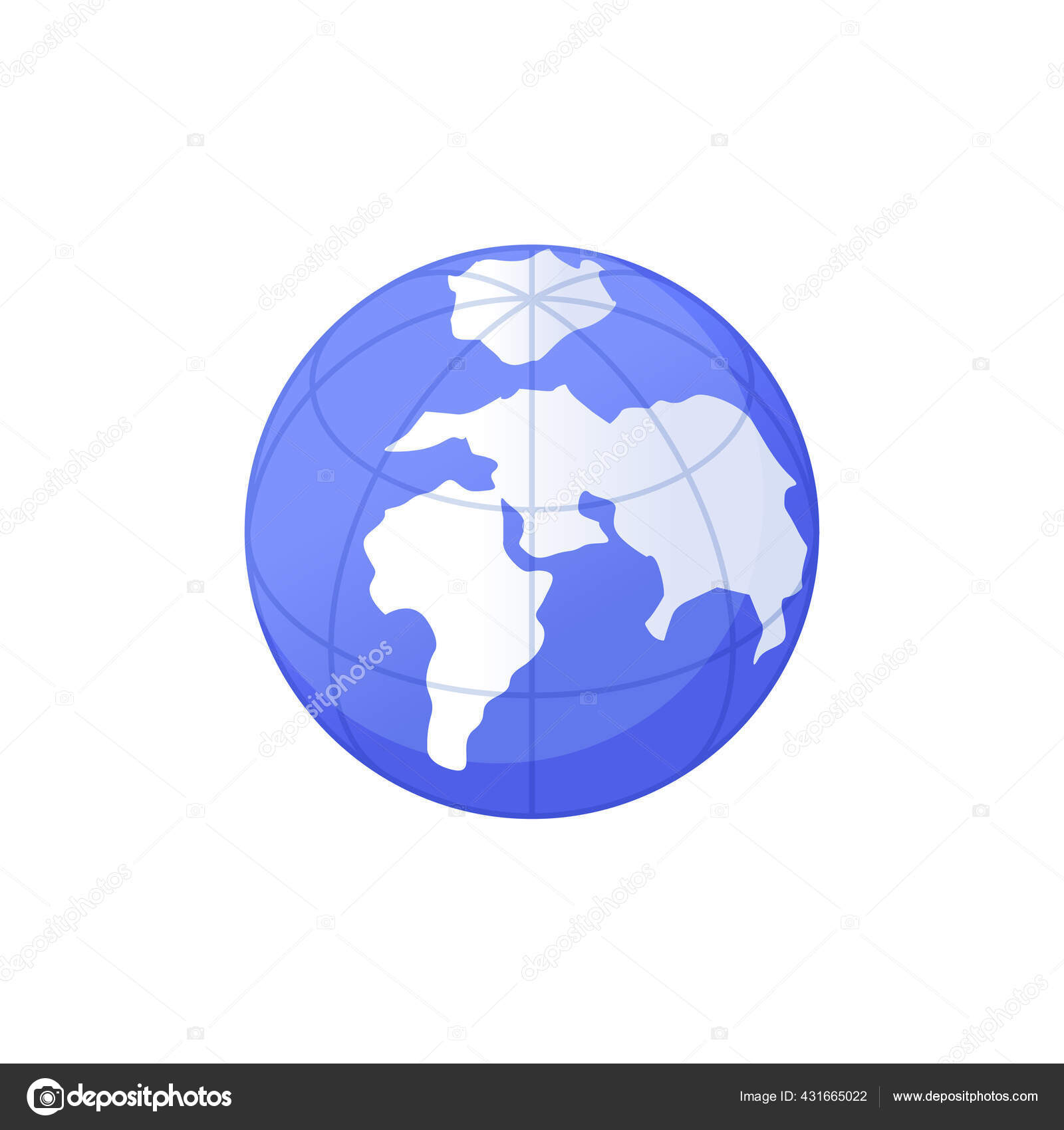 Spherical planet earth isometric vector. Globe blue object with white ...