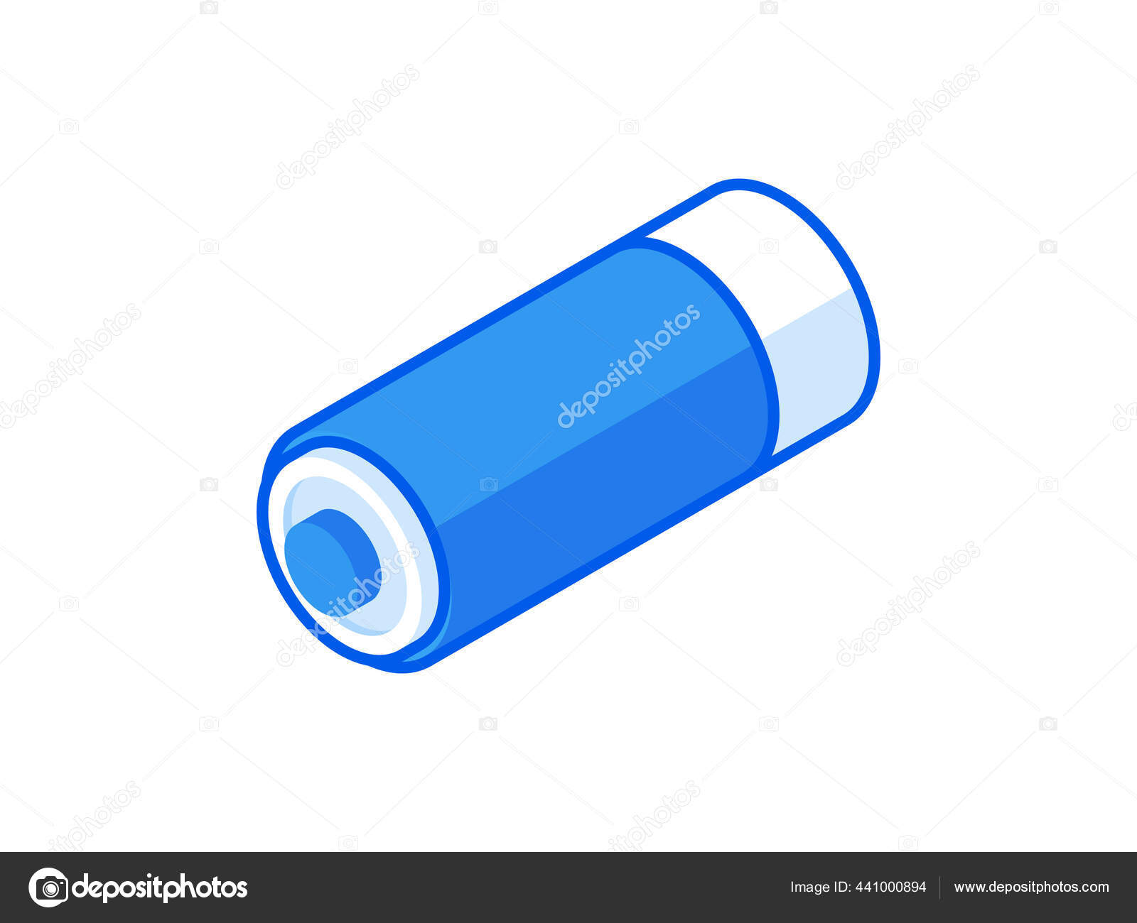 Finger battery isometric icon. Electric miniature gray accumulator ...