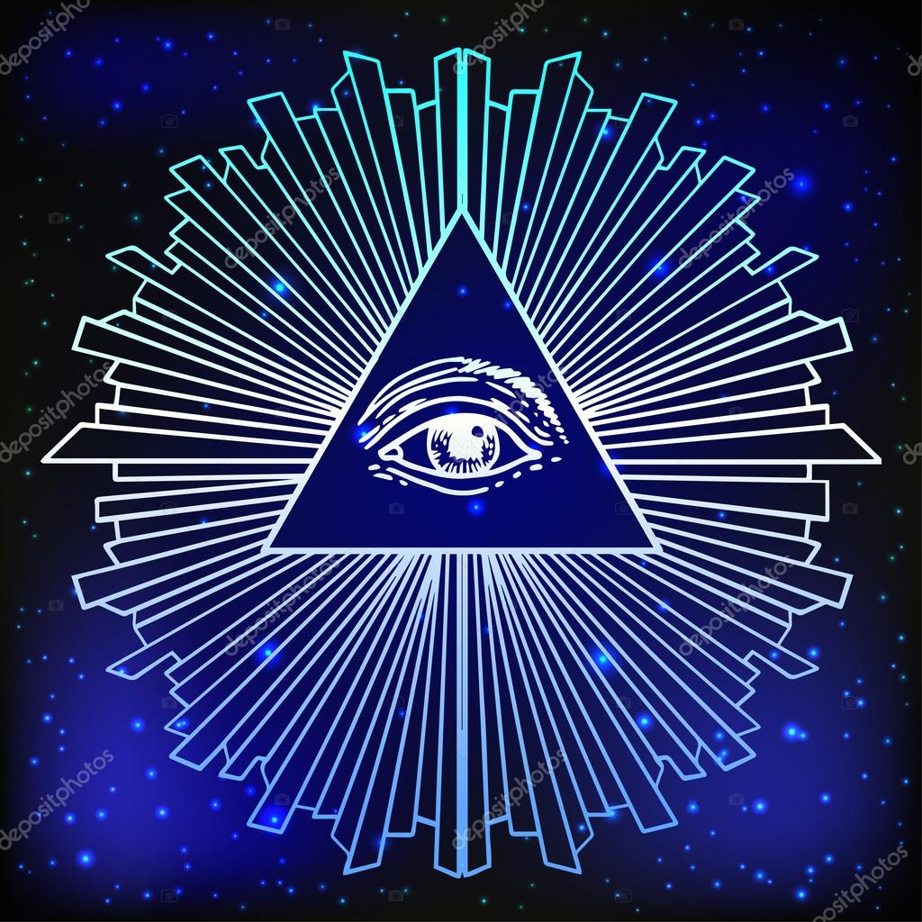 All seeing eye inside delta triangle pyramid — Stock Vector © mazeina ...