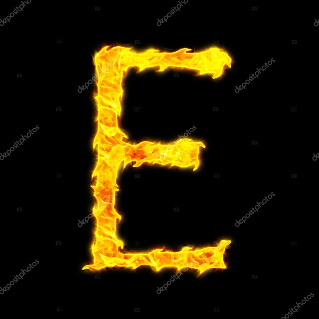 Fire letter E on a black background — Stock Photo © prakobphoto #117542998