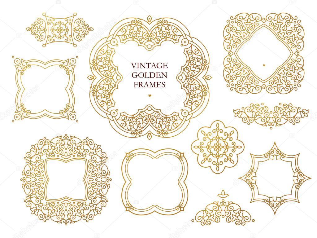 Set of Golden outline floral decor — Stock Vector © AnnaPoguliaeva ...