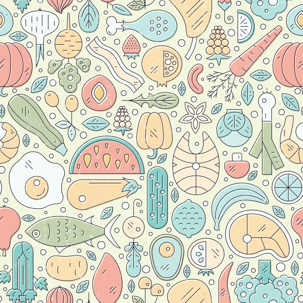 Healthy Food Pattern Healthy Food Seamless Pattern Stock Vector By