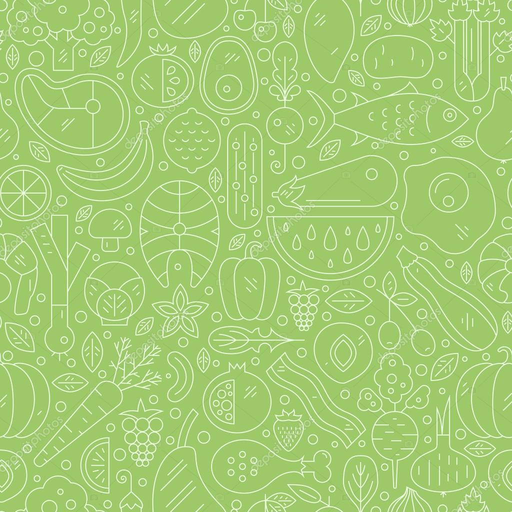 Healthy Food Pattern Healthy Food Seamless Pattern Stock Vector By