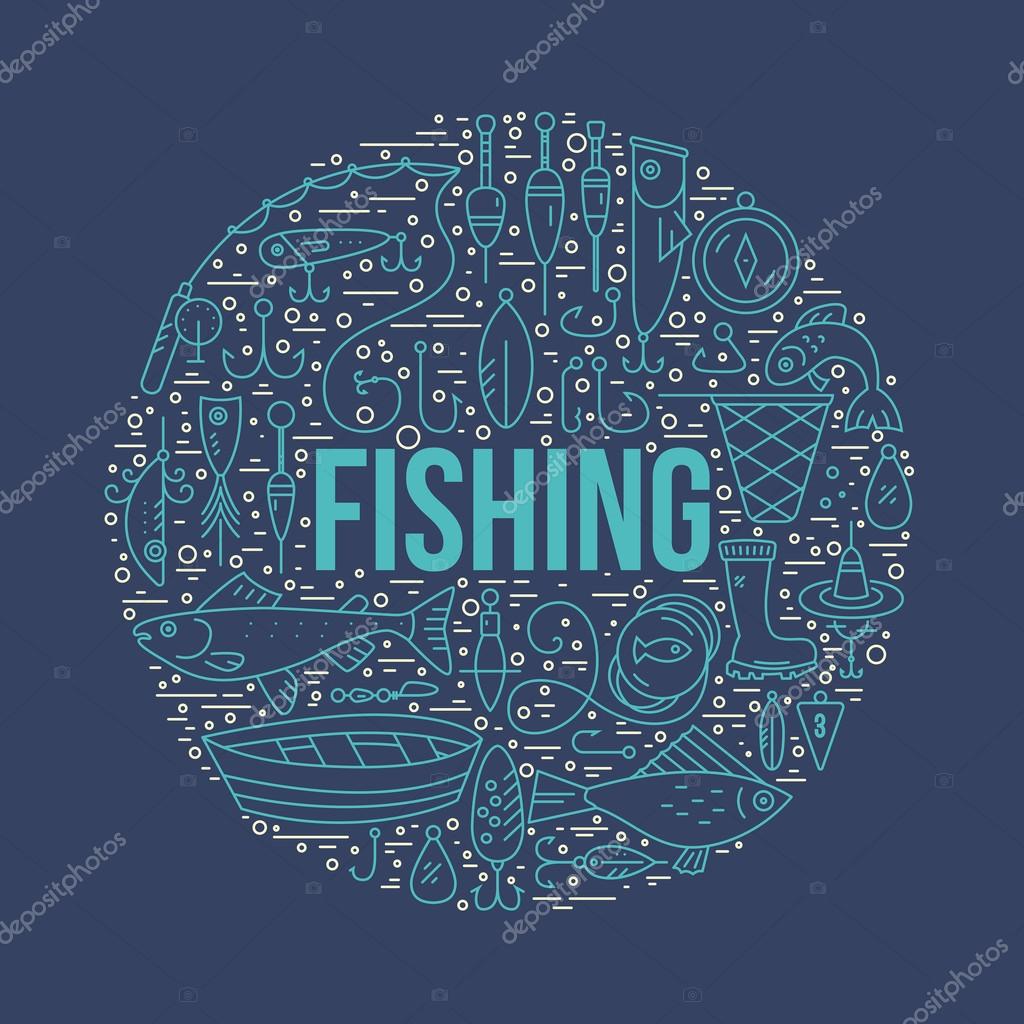 Fishing clipart element with sign Stock Vector Image by ...