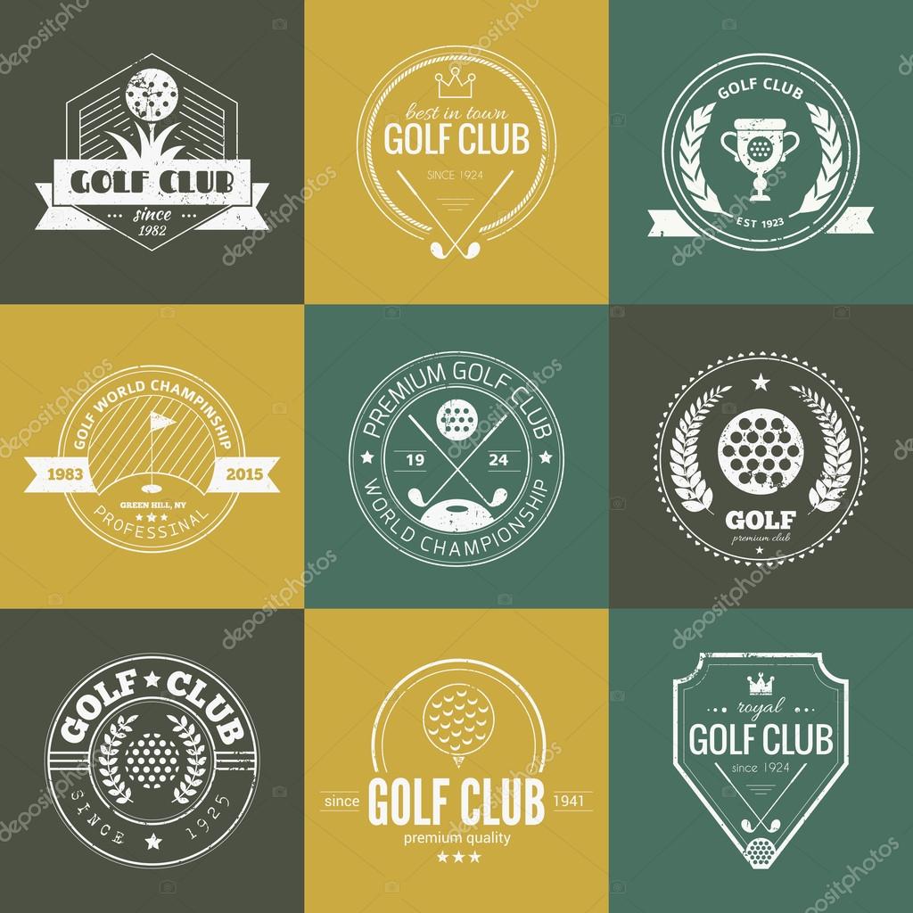 Conjunto de modelos de logotipo do clube de golfe . Vetor de ...