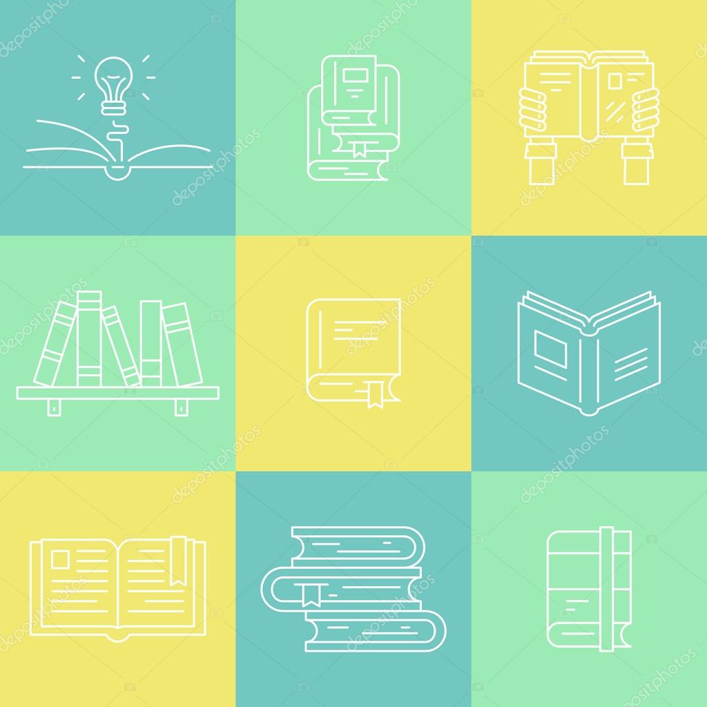 Thin line collection of books Stock Vector Image by ©Favetelinguis199 ...
