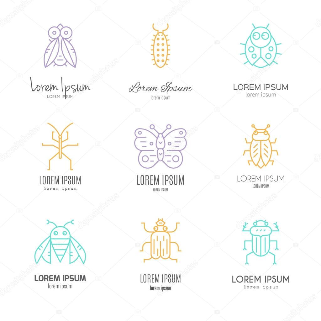 Bugs templates | Logo templates with bugs and insects — Stock Vector ...