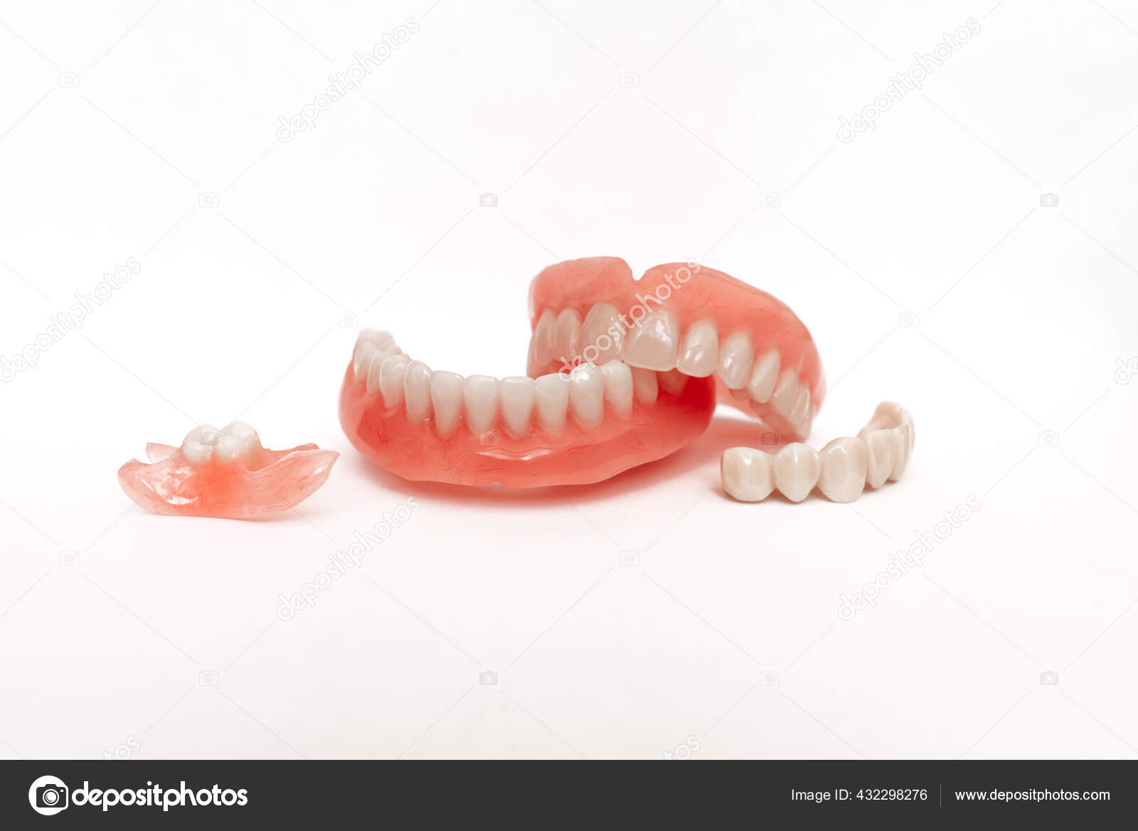 Dentures White Background Close Dentures Full Removable Plastic Denture ...
