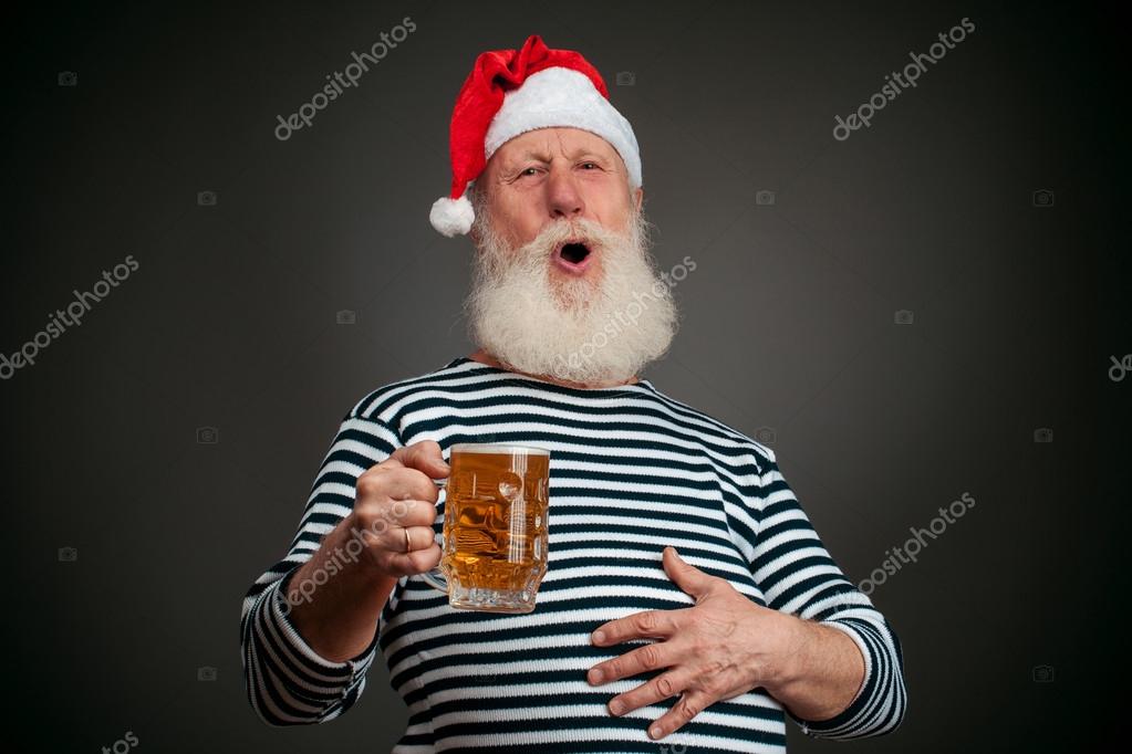 Handsome sailor. Seaman. Santa claus with beer Stock Photo by ...