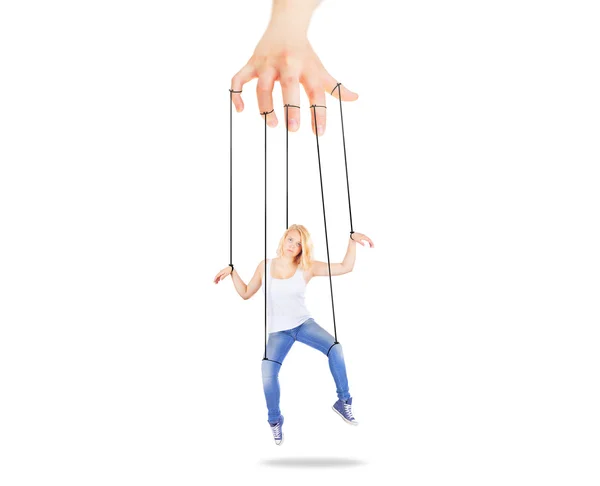 Girl being held by strings as a marionette Stock Photo by ©tiagoz 106316368