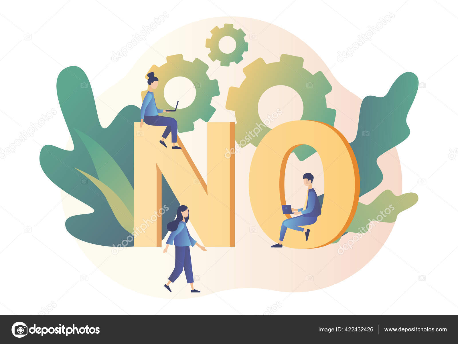 No hay consepto. Toma de decisiones. Gente pequeña con letras mayúsculas. Moderno estilo de ...