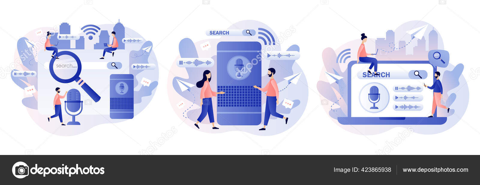 Voice assistant concept. Voice controlled, search, activated digital ...