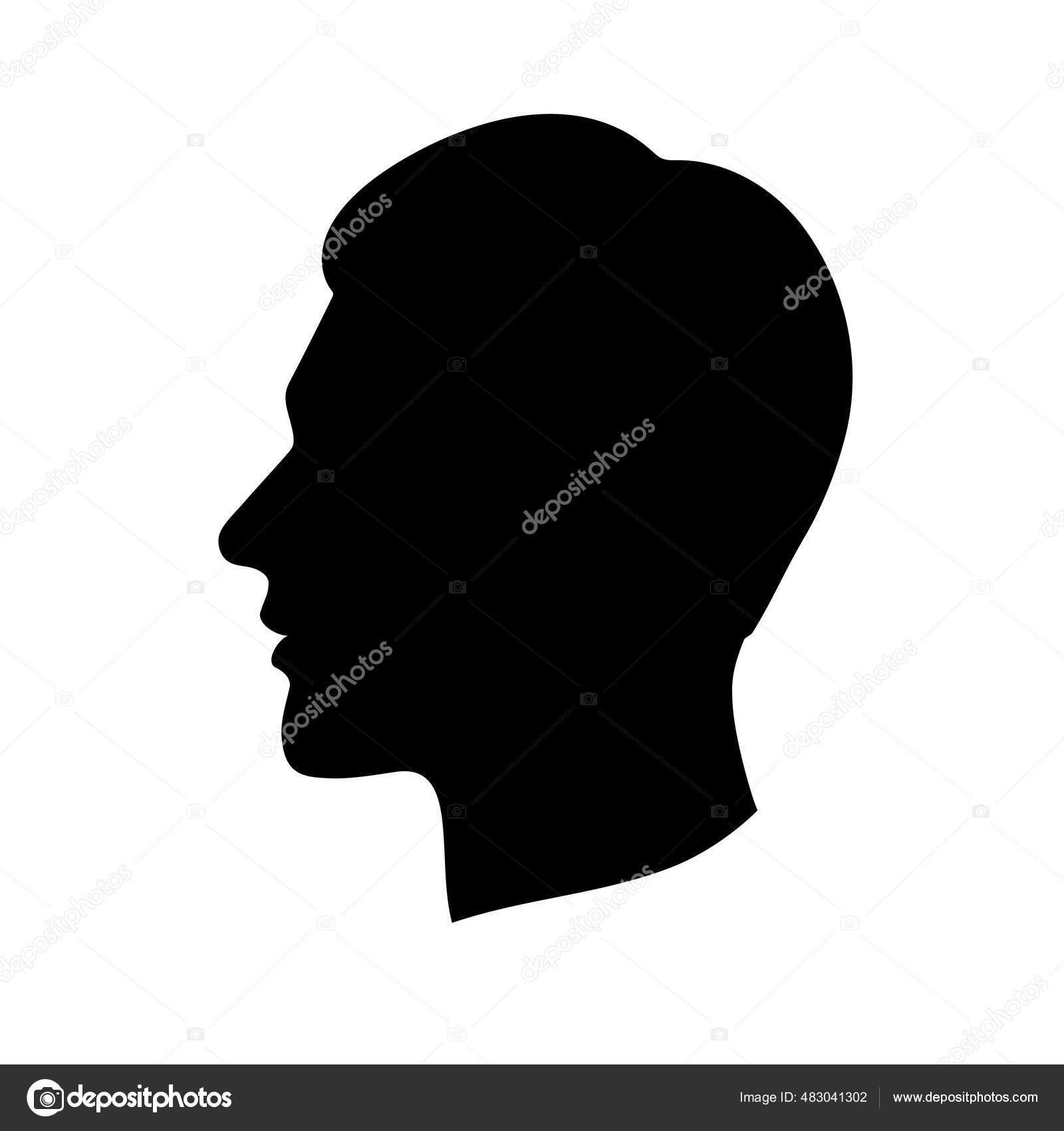 Silhouette Male Head Profile White Background Black Head Young Man ...
