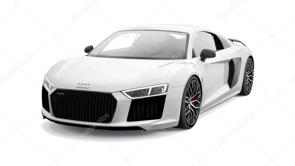 Tula, Rusia. Mayo 12, 2021: Audi R8 V10 Quattro 2016 blanco de lujo ...