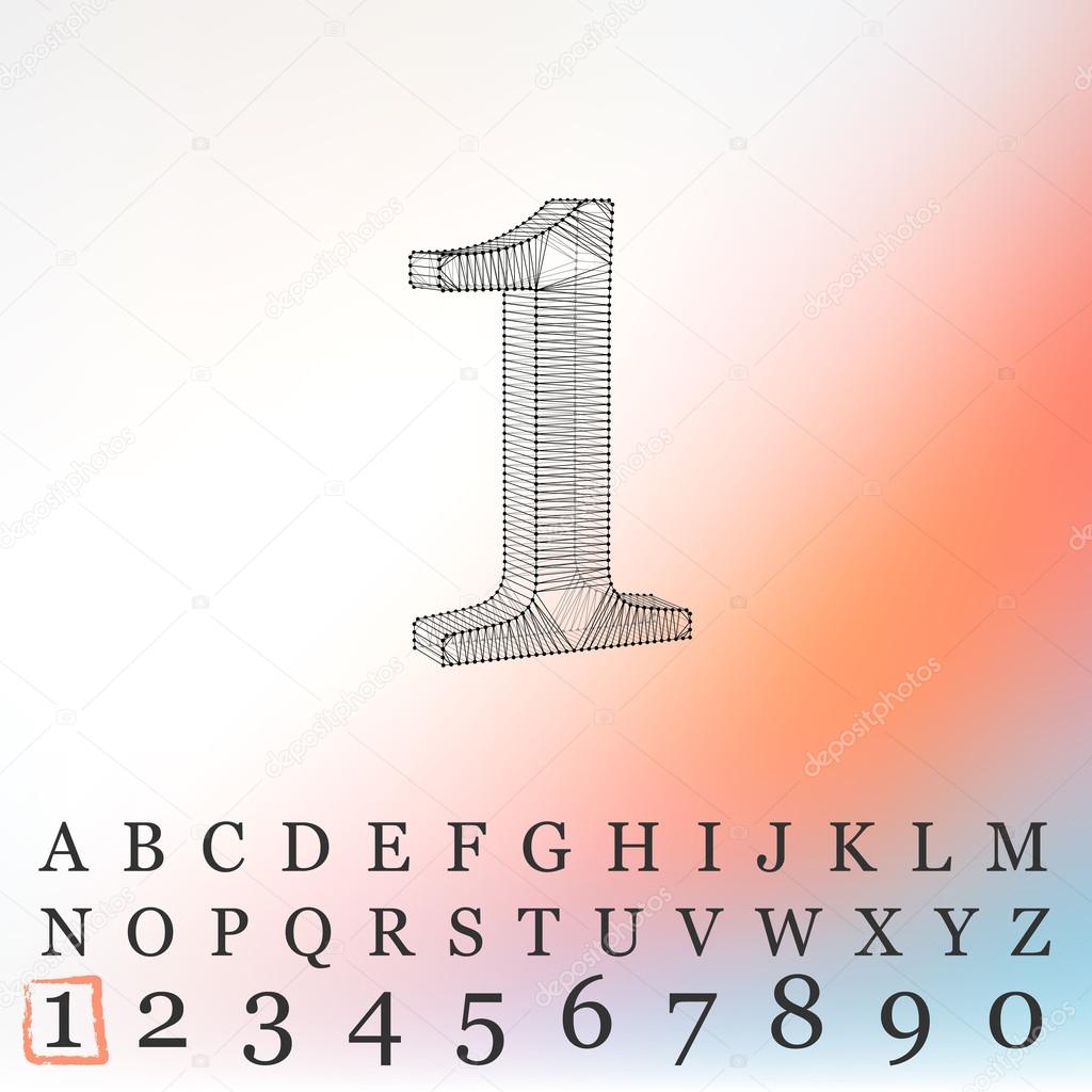 Vector low poly numbers font. Polygon number alphabet. Vector ...