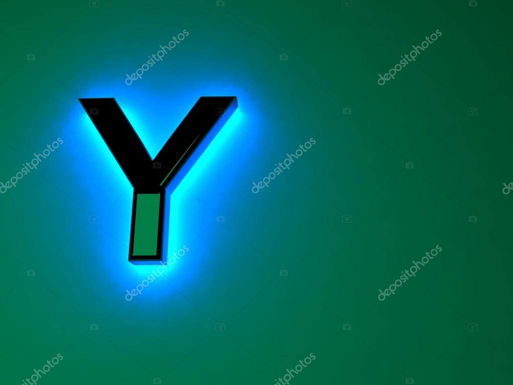 Luminous neon black letters. Blue glow. Black shiny font. Separate ...