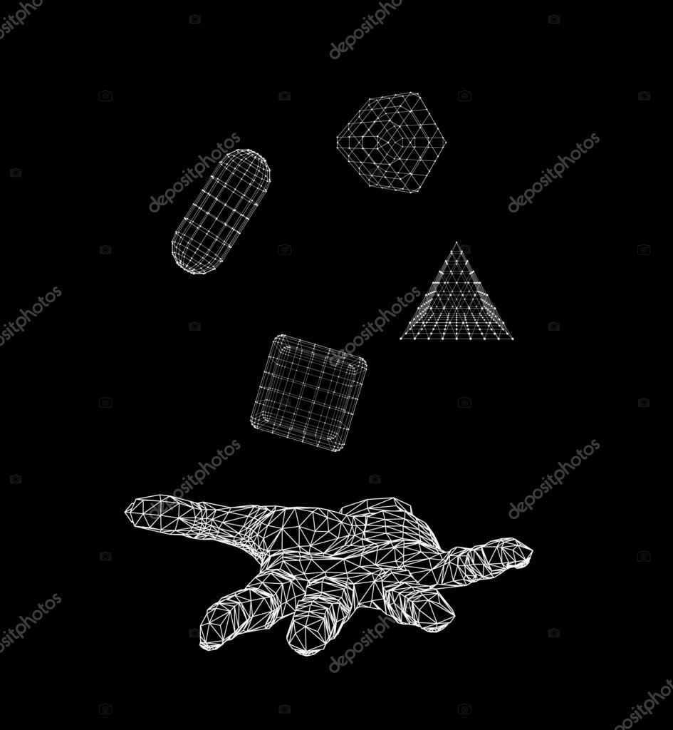 Pirámide Triangular Cápsula Cubo En El Brazo Triángulo Polígono