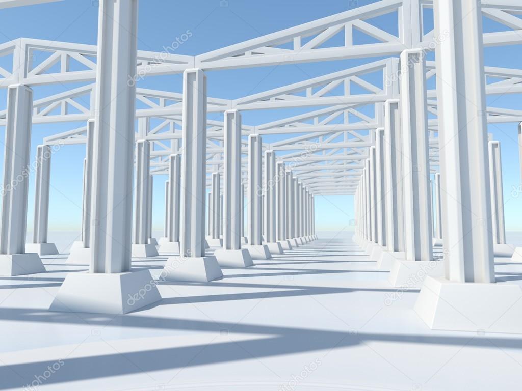 Fondo de f brica con piso de hormig n. La estructura de bloques de hormig n. 2024