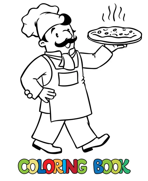 Libro Para Colorear De Cocinero Divertido O Panadero Con Pan Vector
