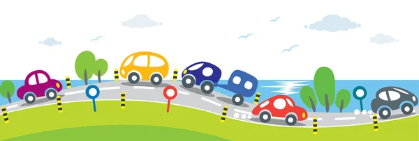 Horizontal seamless background of Cars on the road Stock Vector Image ...