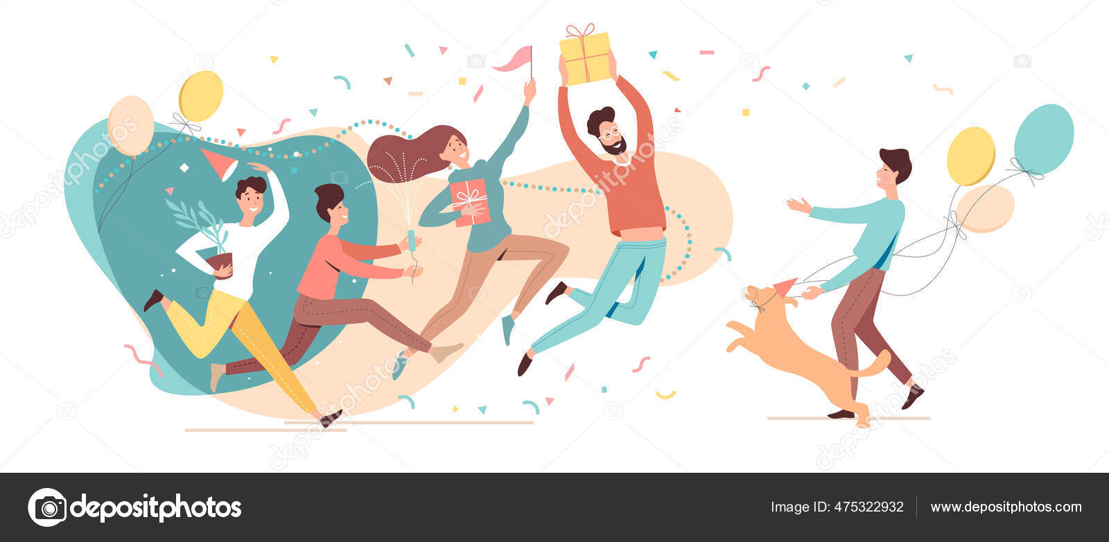 Birthday Party Birthday Greeting Concept Group Happy Guests Came ...