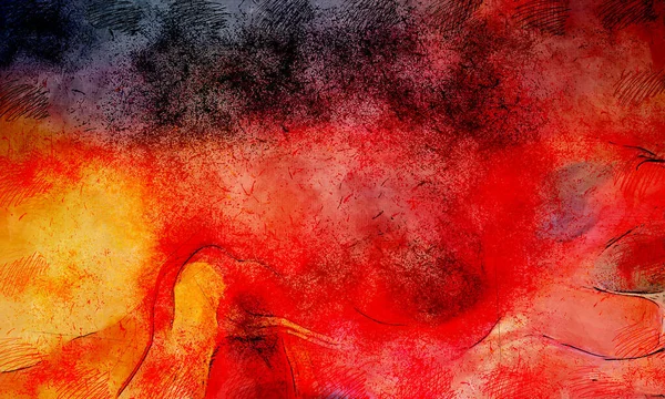 Grungy ink sketch on painting. Wild abstract illustration background ...