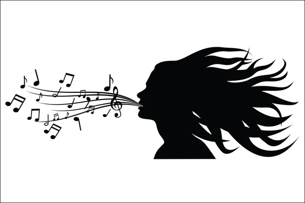 Silhouette of music notes | Woman head silhouette with music notes ...