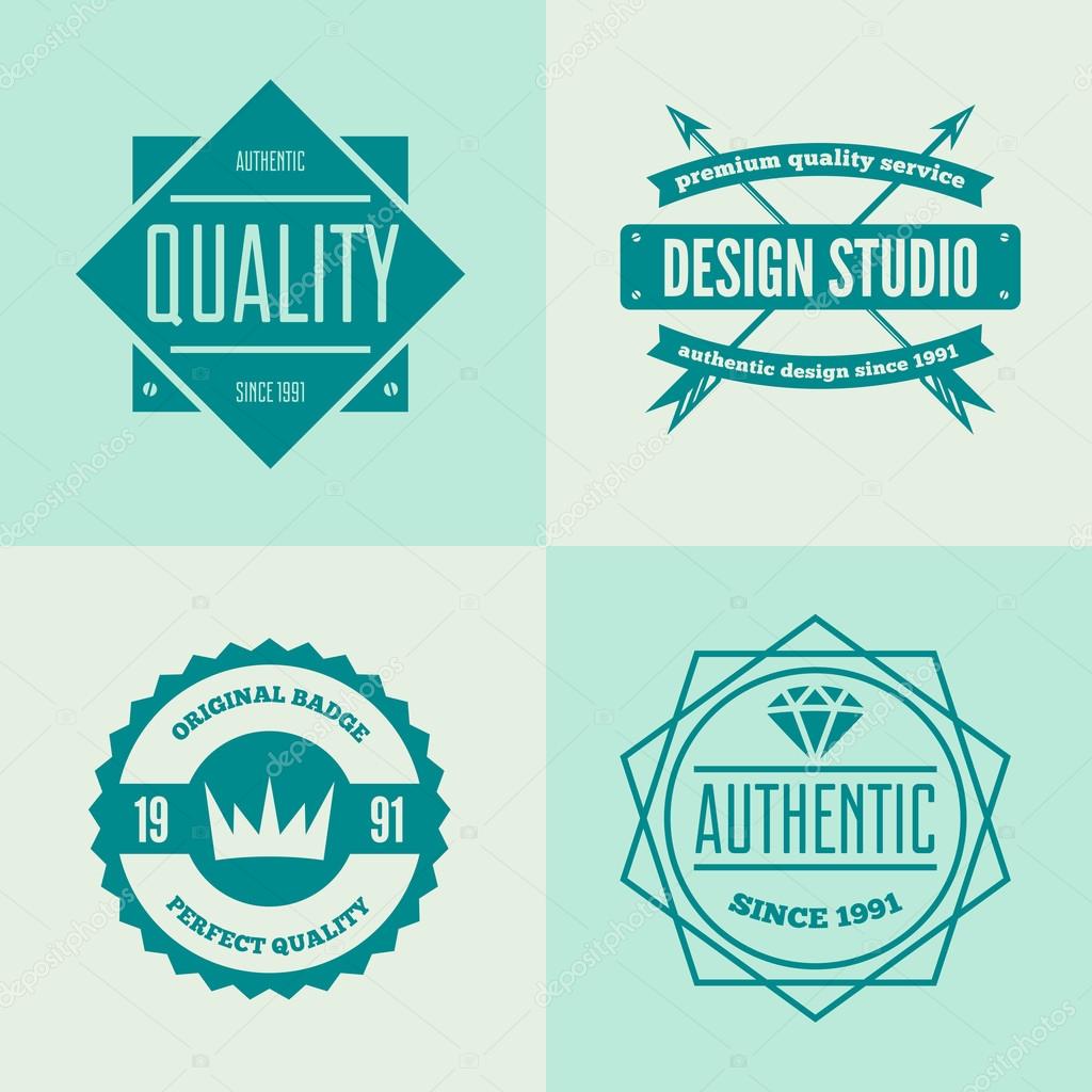 Set of vector logotypes elements, labels, badges and silhouettes Stock ...