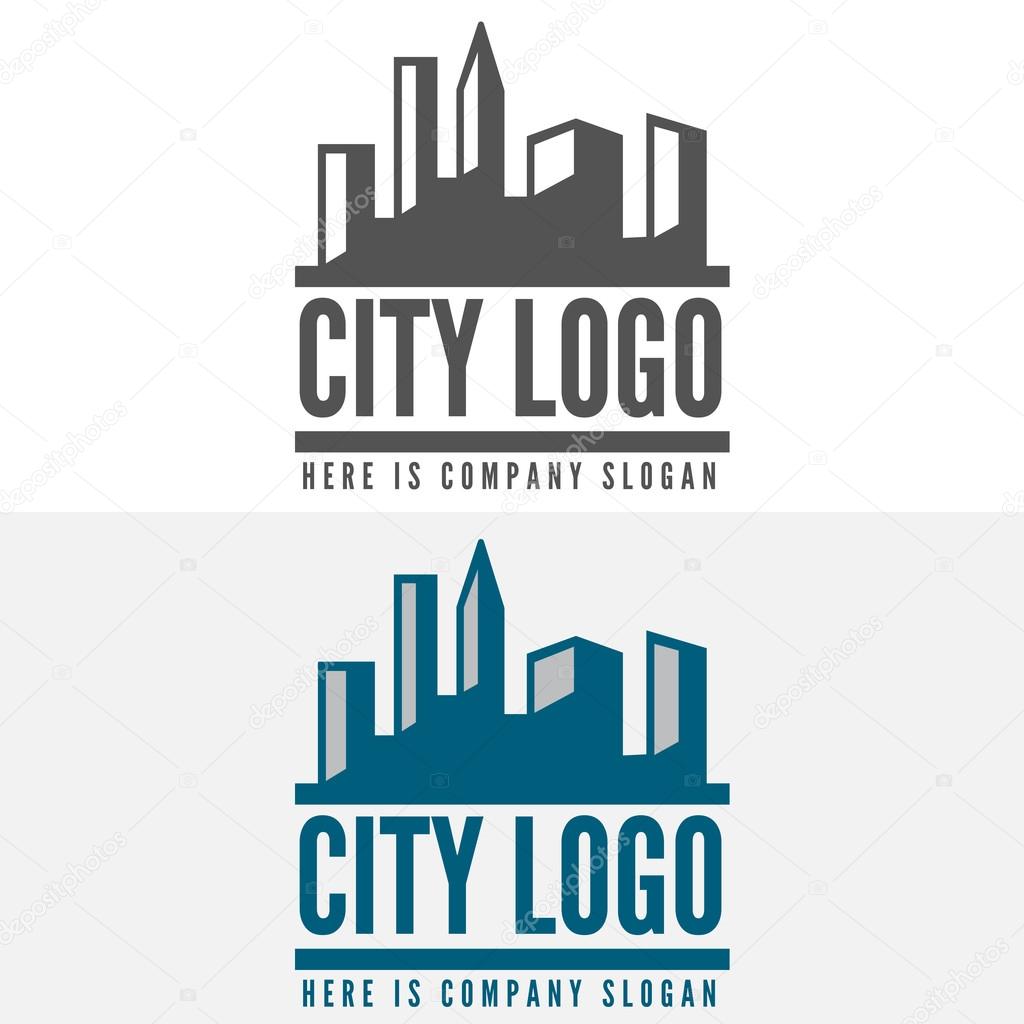 Logo, badge, label, logotype elements with buildings for web, business ...
