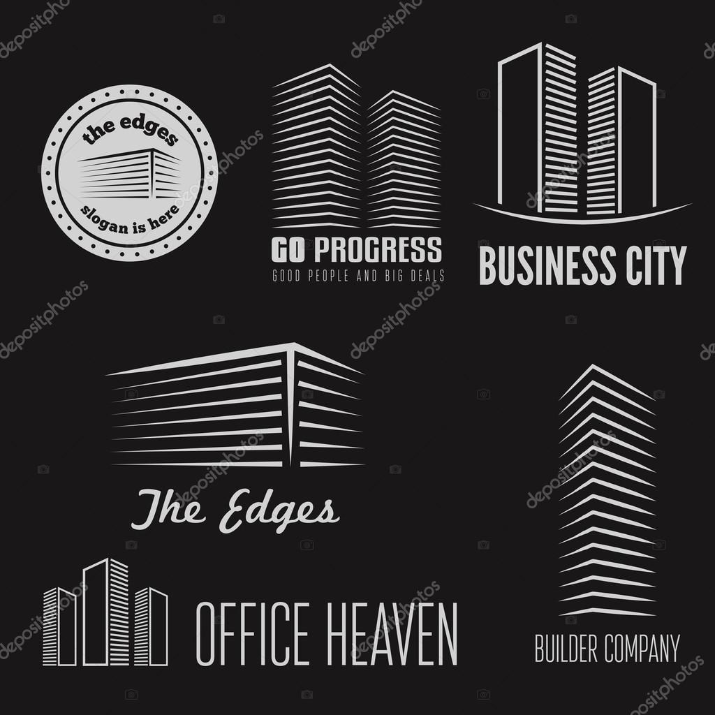 Set of logo, sticker, emblem, label and logotype elements for building ...