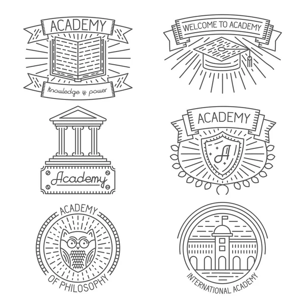 Vector set of emblems for universities and colleges. Flat outline logos ...