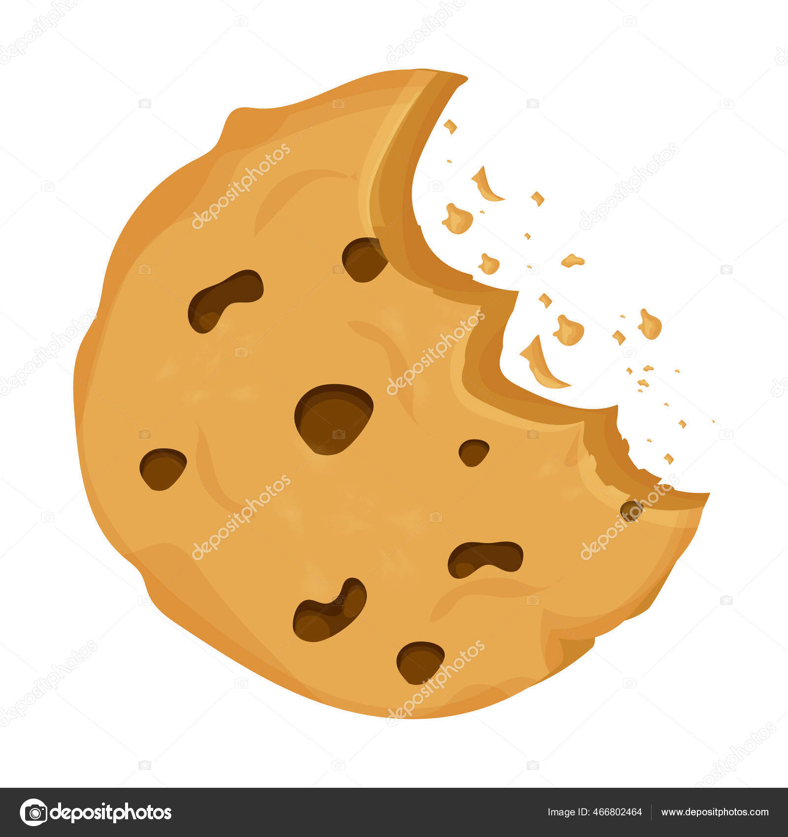 Cookie Chocolate Crisps Bitten Broken Cookie Crumbs Cartoon Flat Style Stock Vector by ...